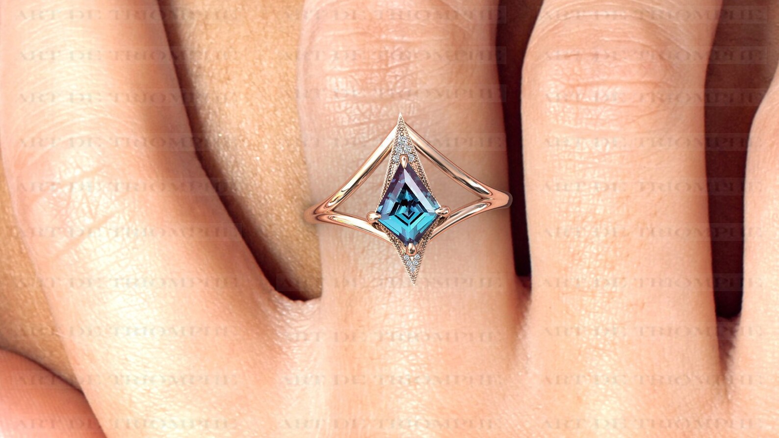 Kite Shaped Alexandrite Engagement Ring Unique Kite Cut - Etsy
