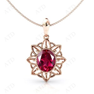 Vintage Ruby Pendant for Women Art Deco Red Ruby Gemstone - Etsy