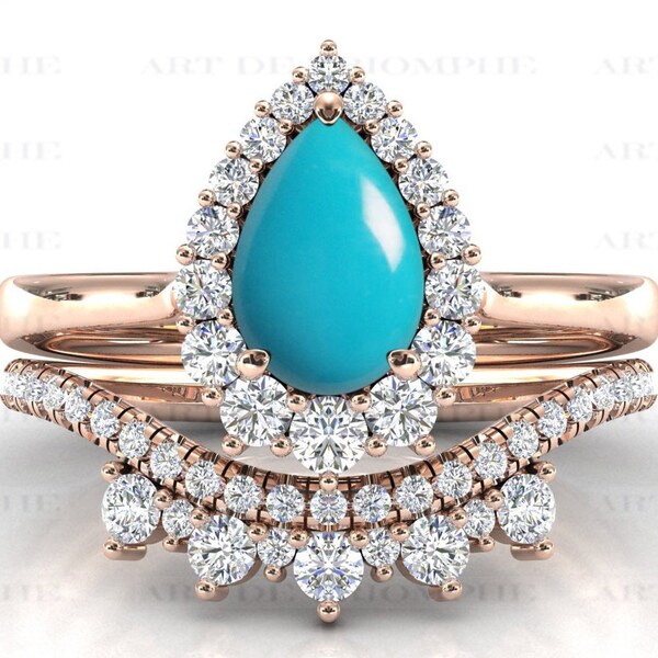 Turquoise Engagement Ring Set - Etsy