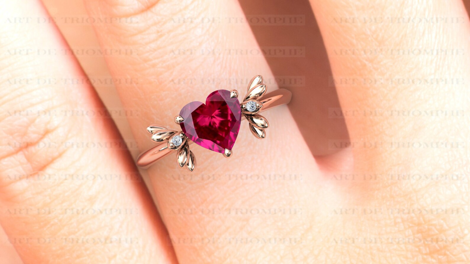 Heart Shaped Ruby Wedding Ring for Women Rose Gold Ruby - Etsy