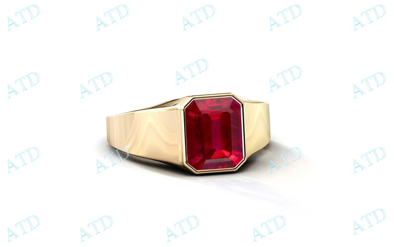 5ct Emerald Cut Ruby Engagement Ring Ruby Gemstone Signet - Etsy