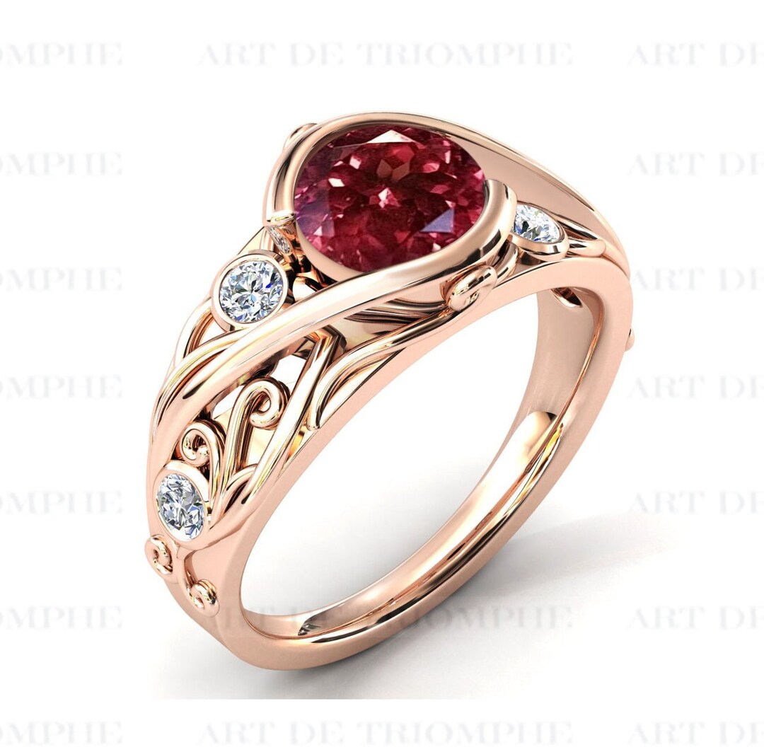 Vintage Malaya Garnet Wedding Ring for Women 925 Silver Garnet ...