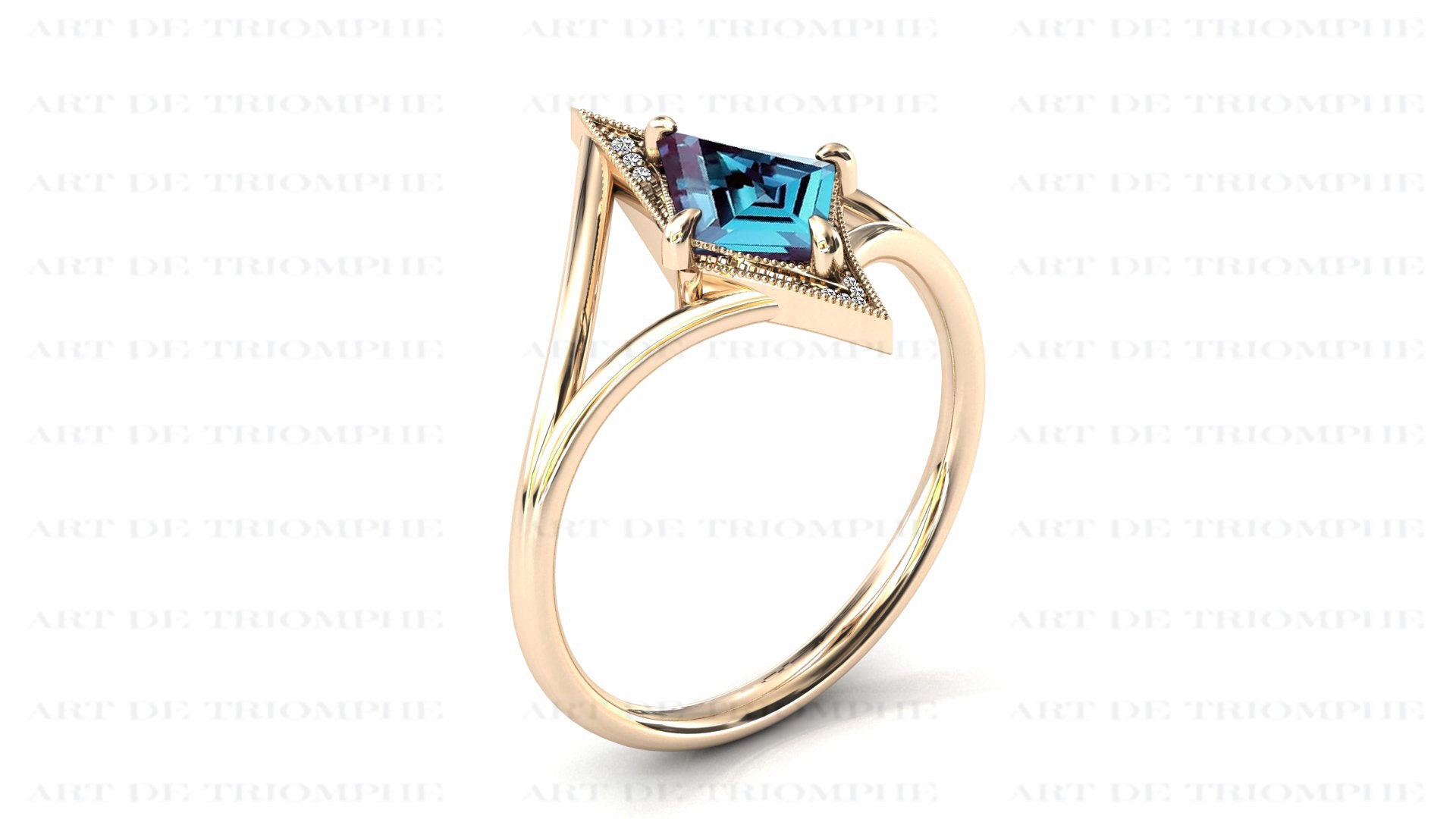 Kite Shaped Alexandrite Engagement Ring Unique Kite Cut - Etsy