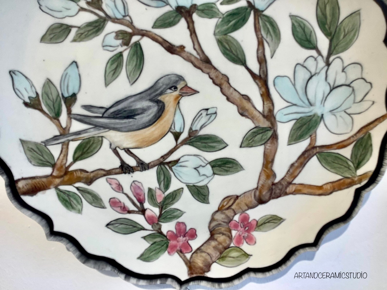 Handmade Traditional Turkish Ceramic Art Cini Plate, With Hanging ...