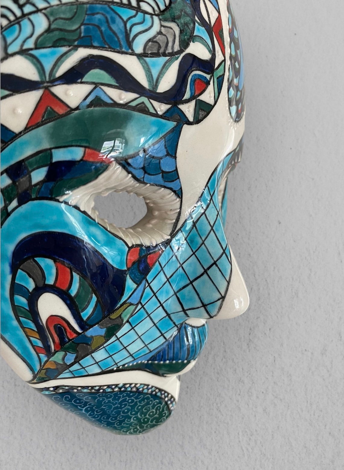 Hand-painted Ceramic Mask: Turkish Cini Art, Collectible Wall Decor - Etsy