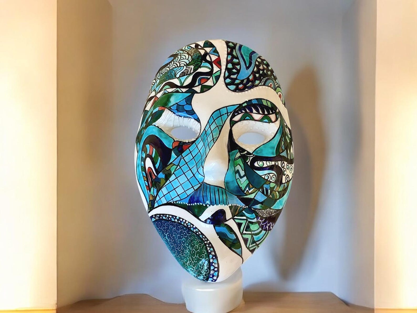 Hand-painted Ceramic Mask: Turkish Cini Art, Collectible Wall Decor - Etsy