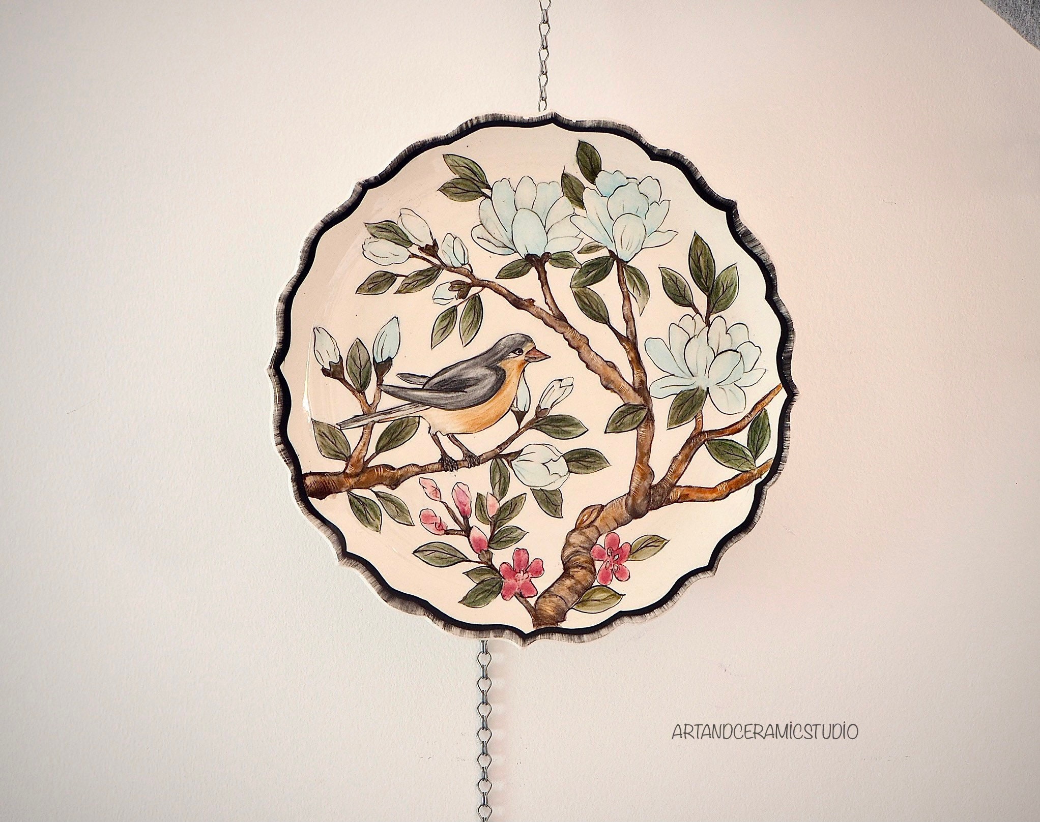 Handmade Traditional Turkish Ceramic Art Cini Plate, With Hanging ...