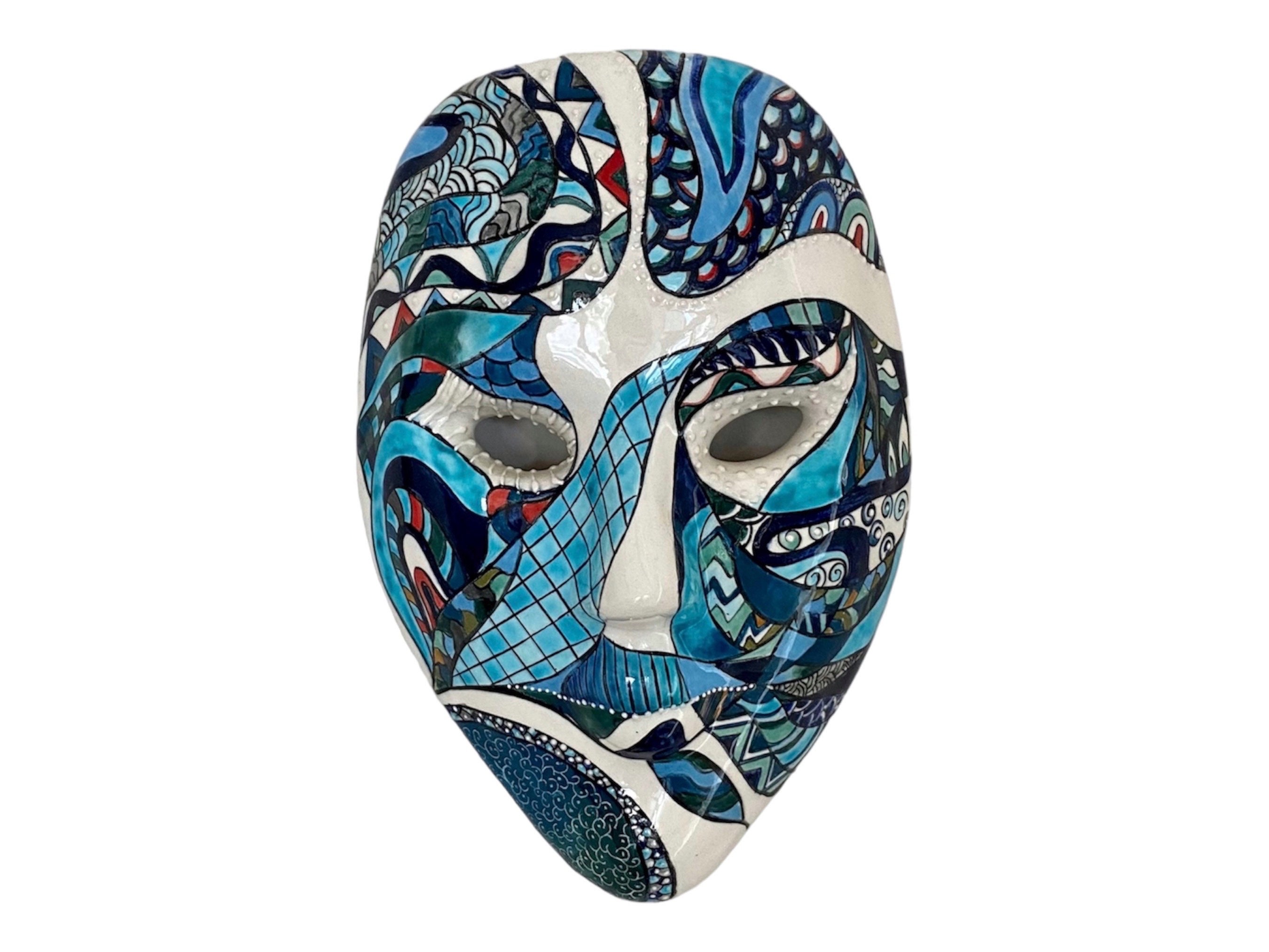Hand-painted Ceramic Mask: Turkish Cini Art, Collectible Wall Decor - Etsy