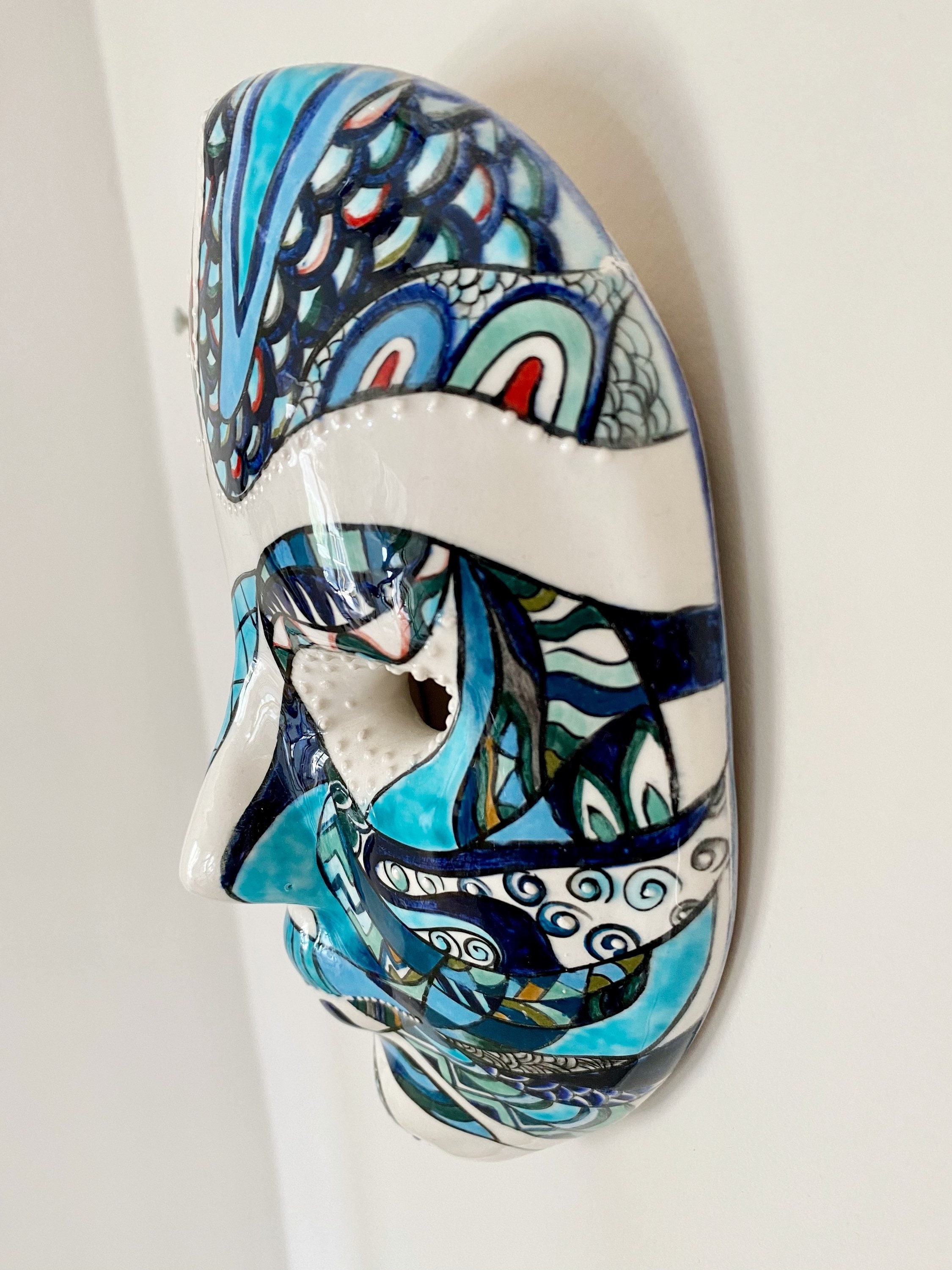 Hand-painted Ceramic Mask: Turkish Cini Art, Collectible Wall Decor - Etsy