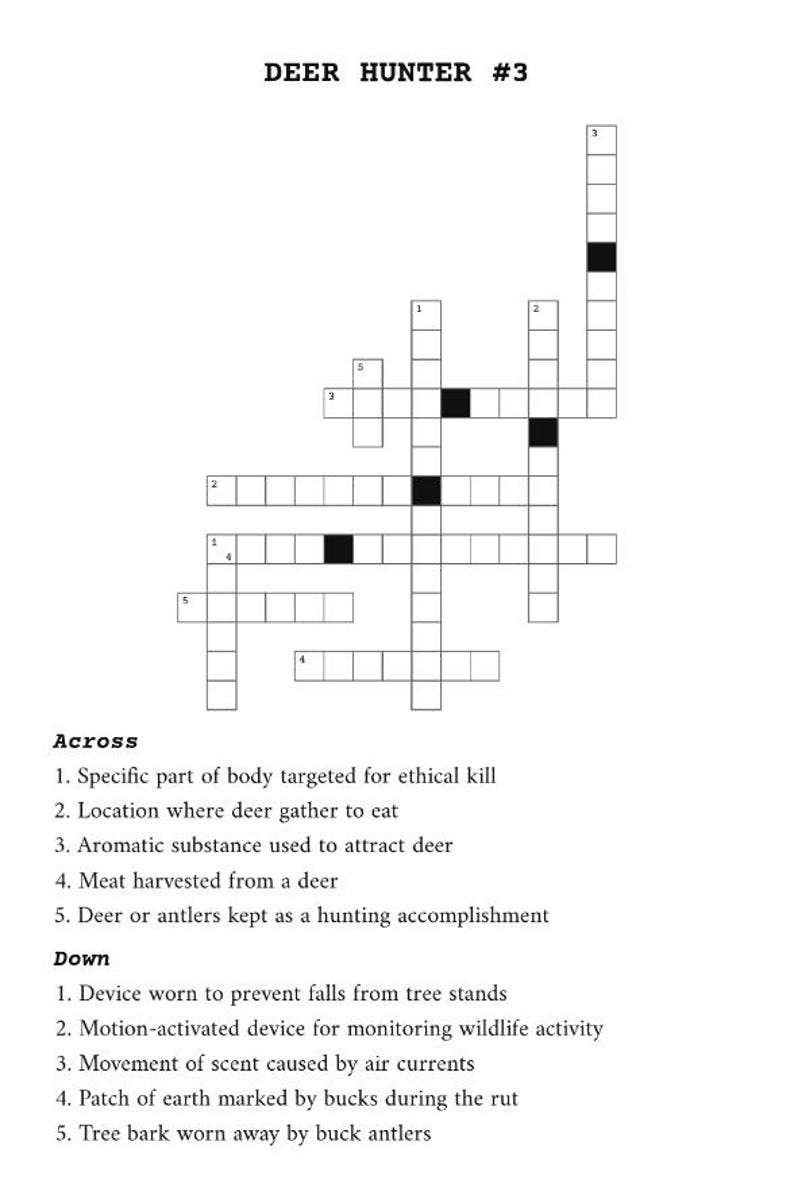 Deer Hunter Crossword Puzzle Book | 60 Hunting Word Games (PDF Download ...