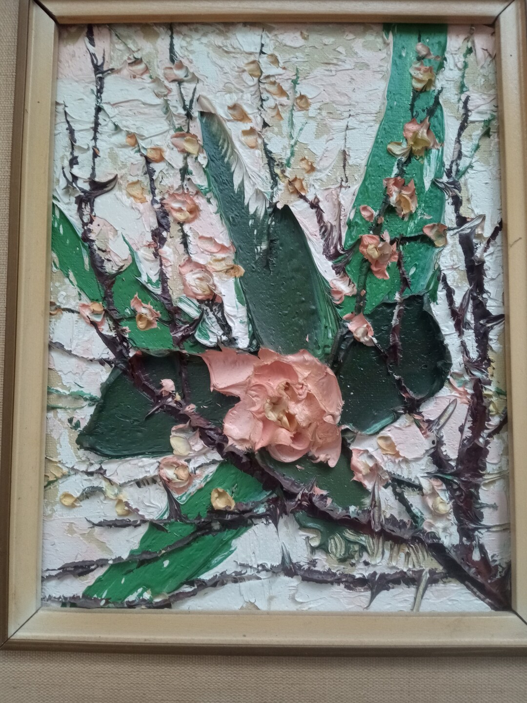 1980 Abstract Flower Oil Painting by Quebec Canada Artist Gabrielle ...