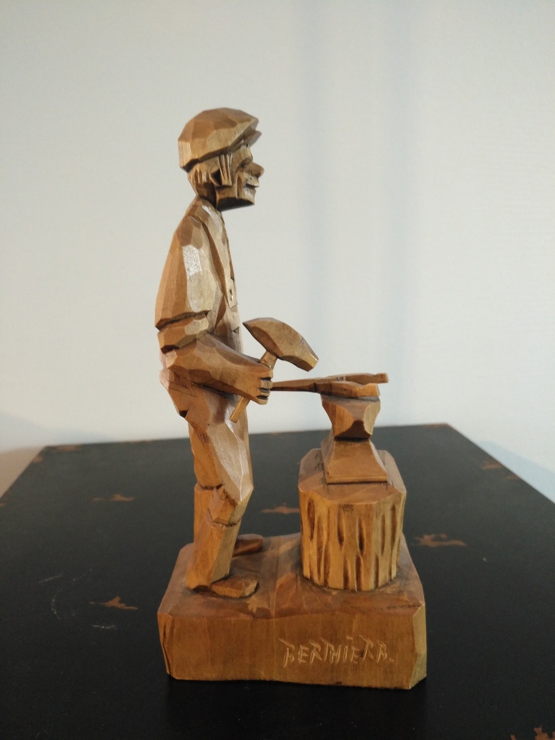 Vintage Quebec Canada Folk Art Wood Carving of a Blacksmith - Etsy