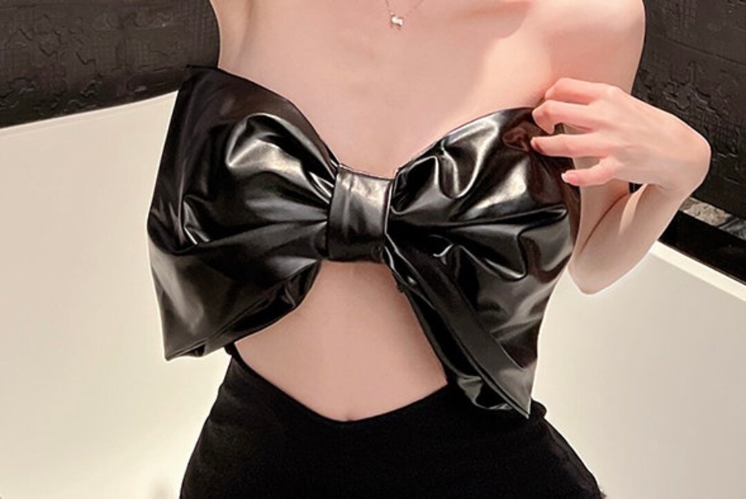 Ribbon Bow Leather Tube Top Sexy Outfit Etsy