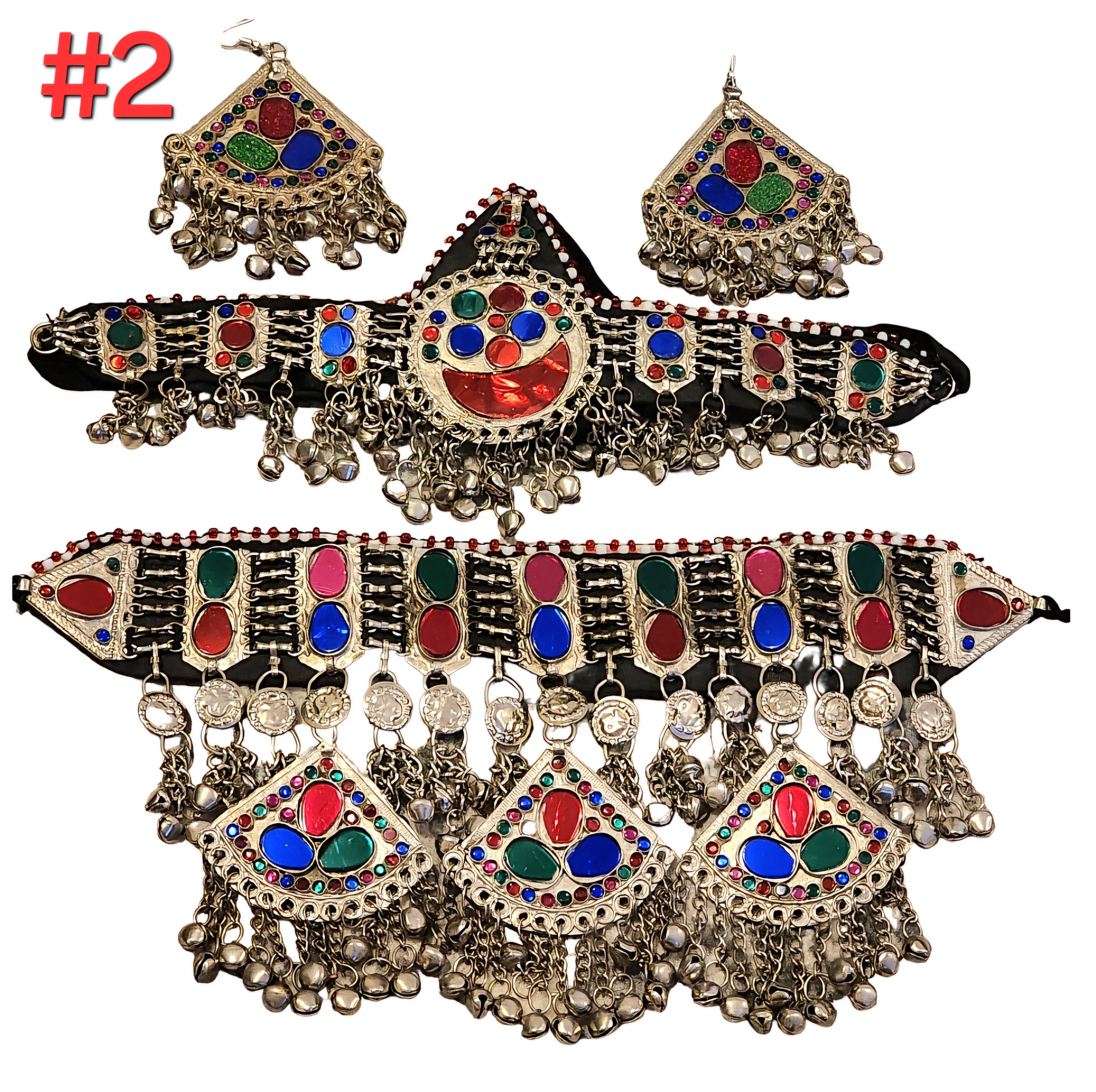 Afghan Kuchi Jewelry Set, Traditional Necklace, Mathapati & Earrings - Etsy