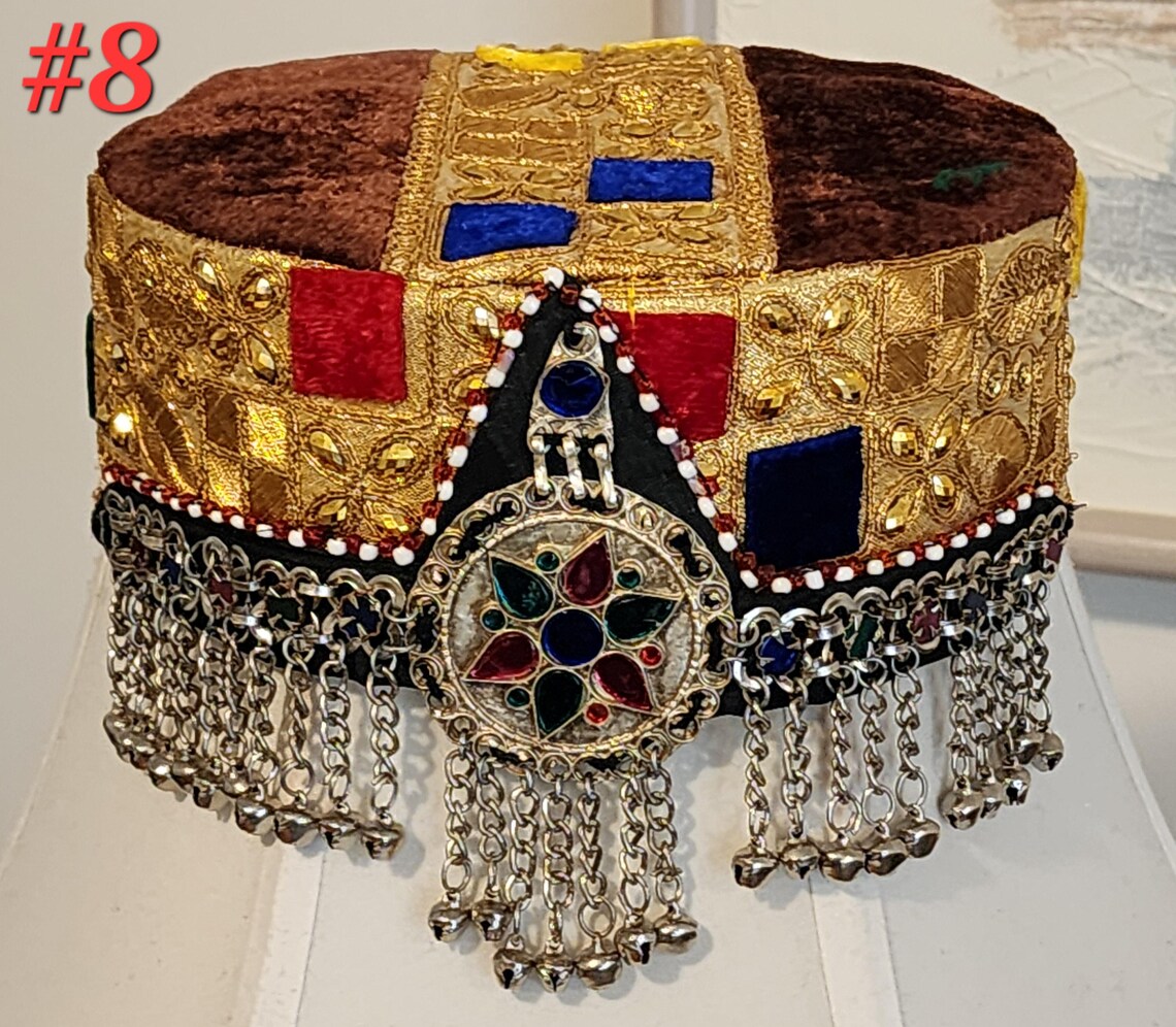 Traditional Afghan Cap With Headpiece Jewelry (22" Round) - Etsy