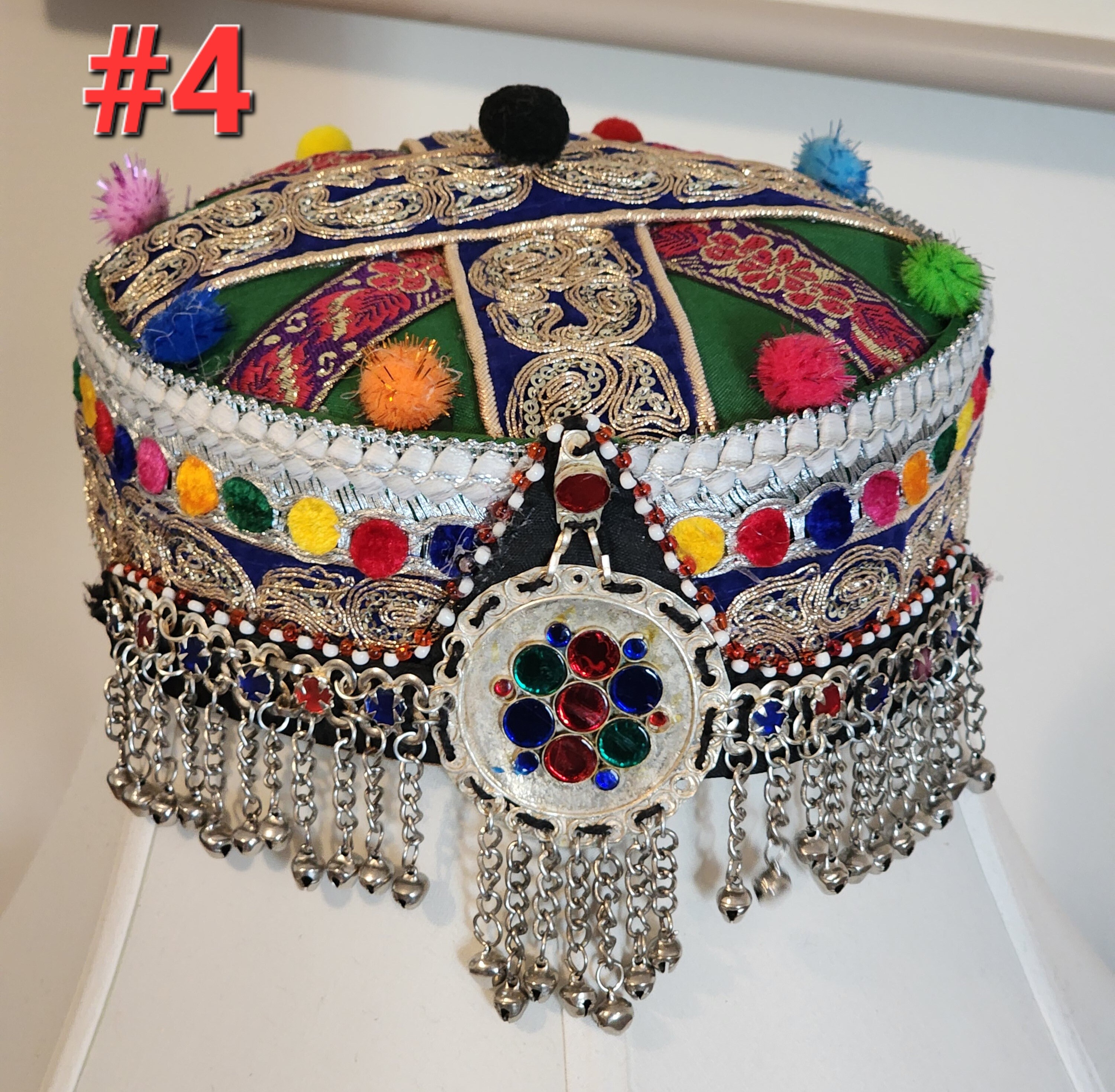 Handmade Traditional Embroided Cap With Afghan Jewelry Headpiece for ...
