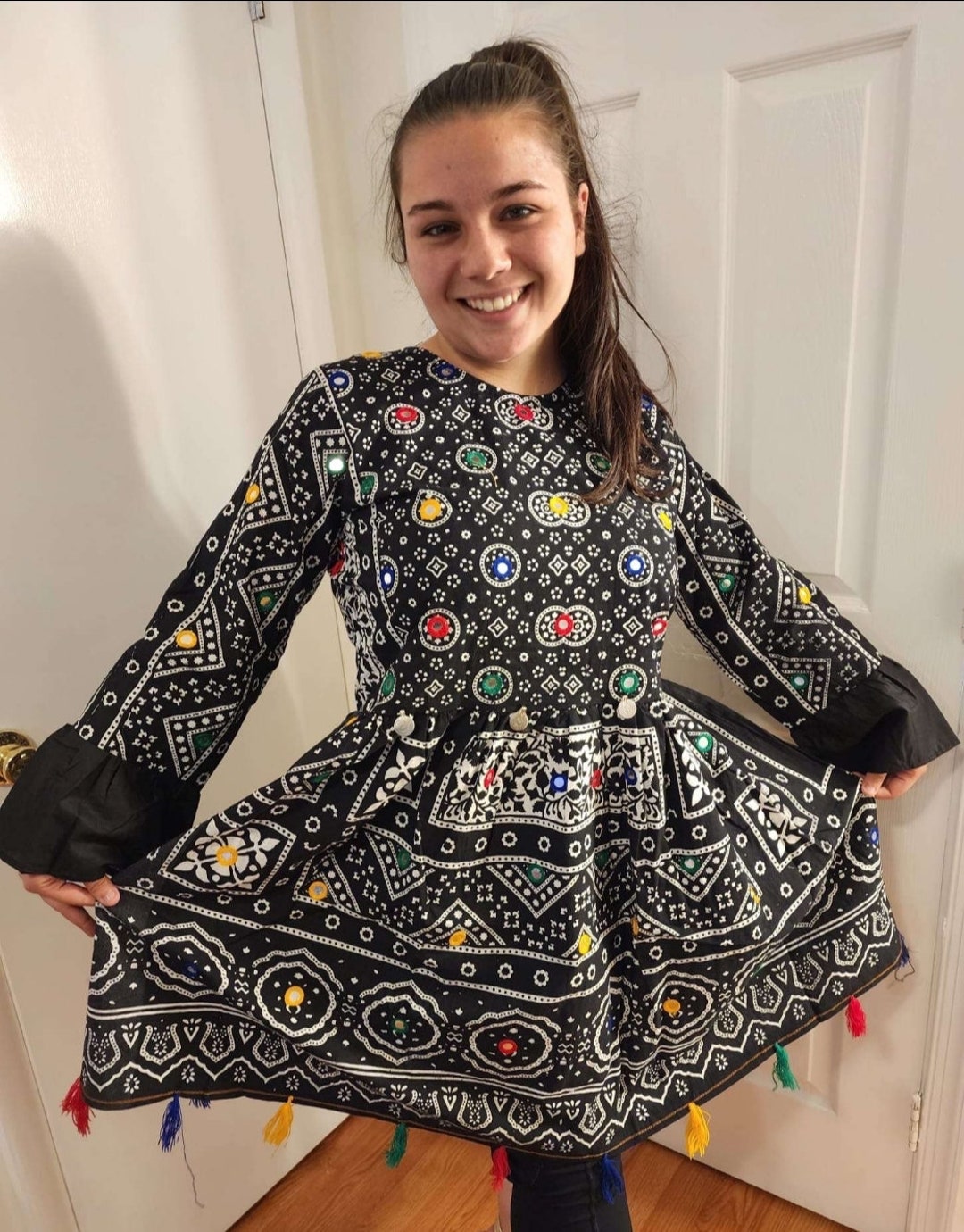 Traditional Embroided Sindhi Ajrak Fabric Shirt for Girls/women. Free ...