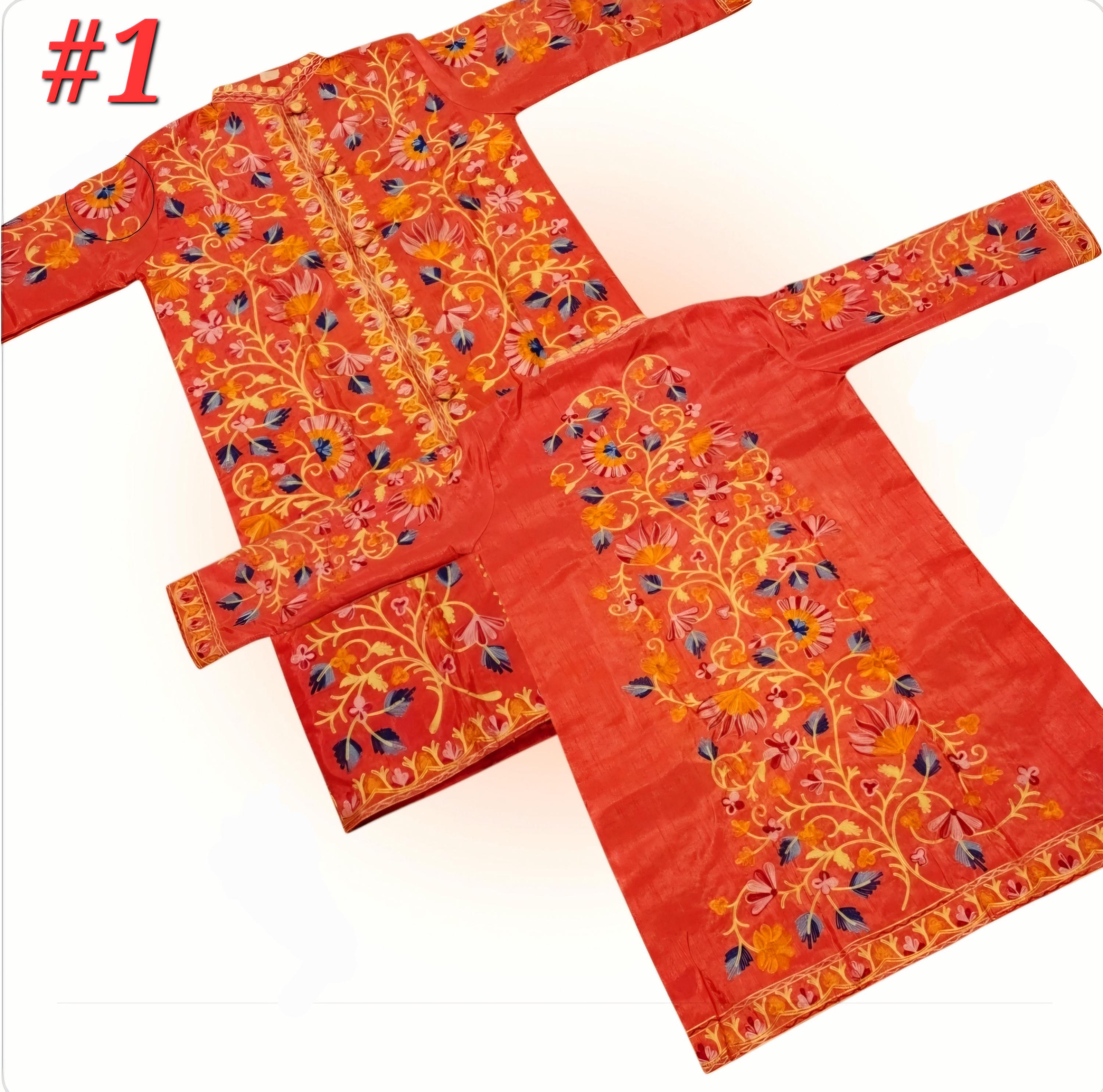 Elegant Traditional Embroided Long Coat/ Gown Made on Silk Mix Fabric ...