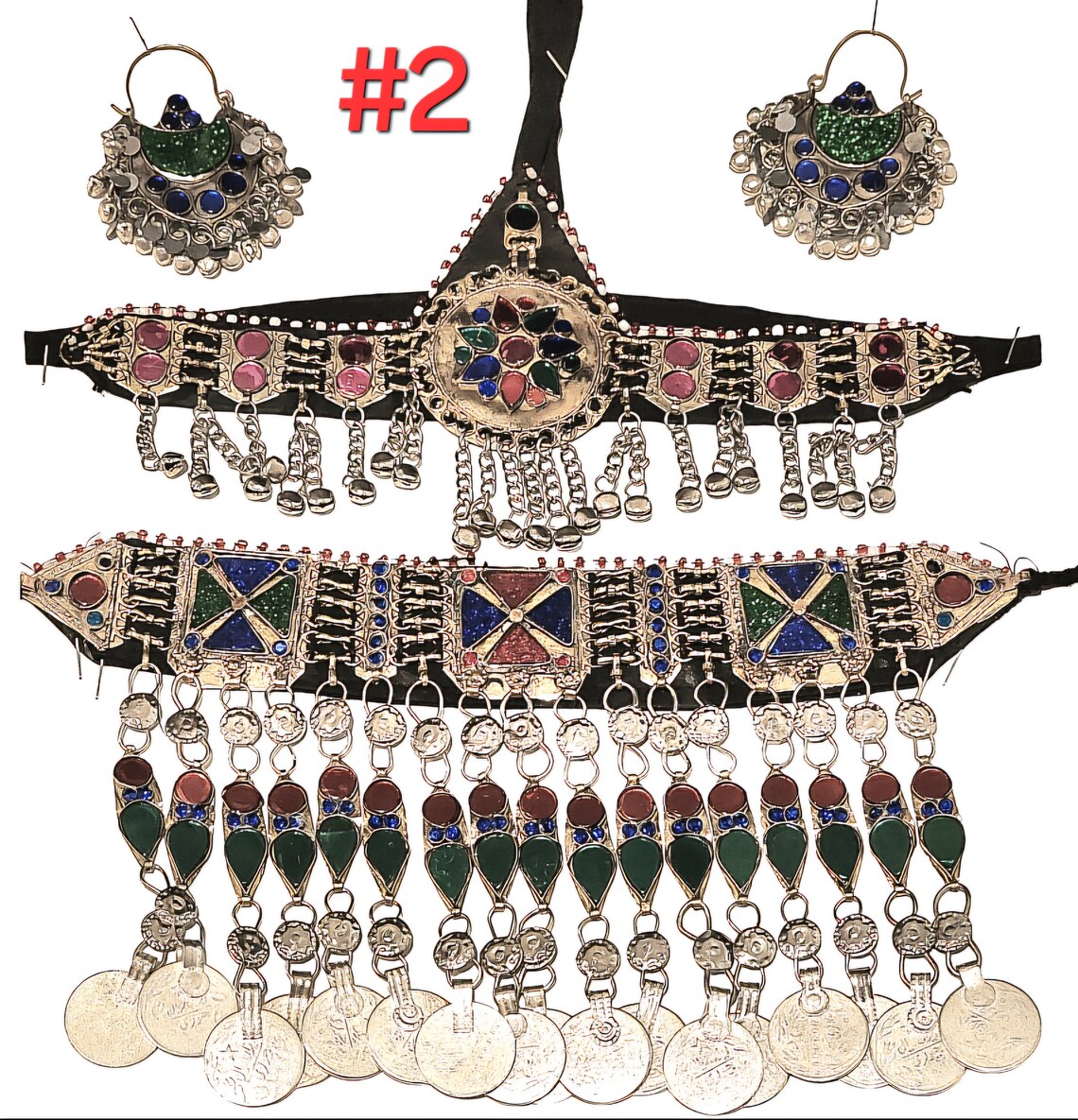 Afghan Traditional Kuchi Jewelry Set Including Necklace, Mathapati ...