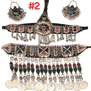 Afghan Traditional Kuchi Jewelry Set Including Necklace, Mathapati ...