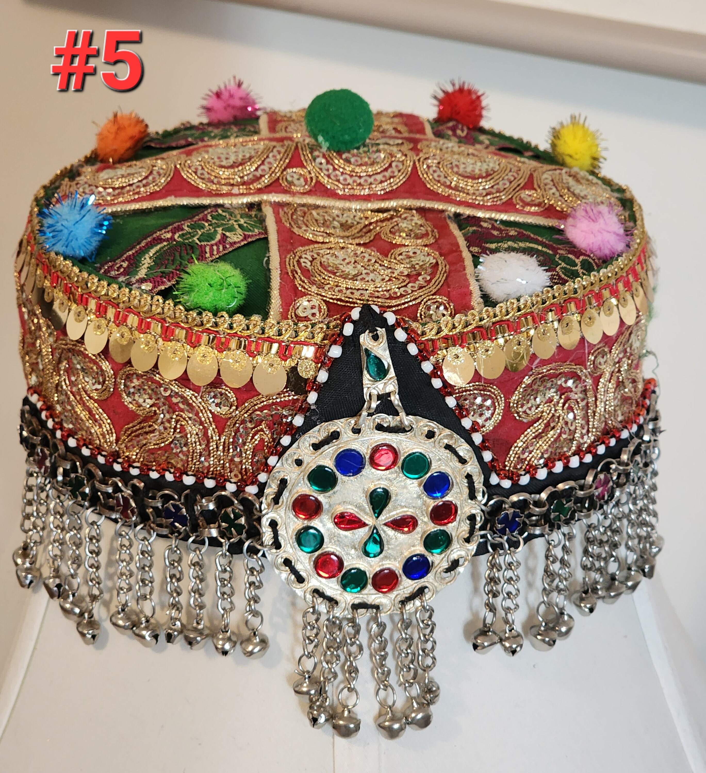 Handmade Traditional Embroided Cap With Afghan Jewelry Headpiece for ...