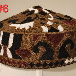 Embroidered Round Cap, Traditional Folk Design (large, 23-23.5 Inches ...