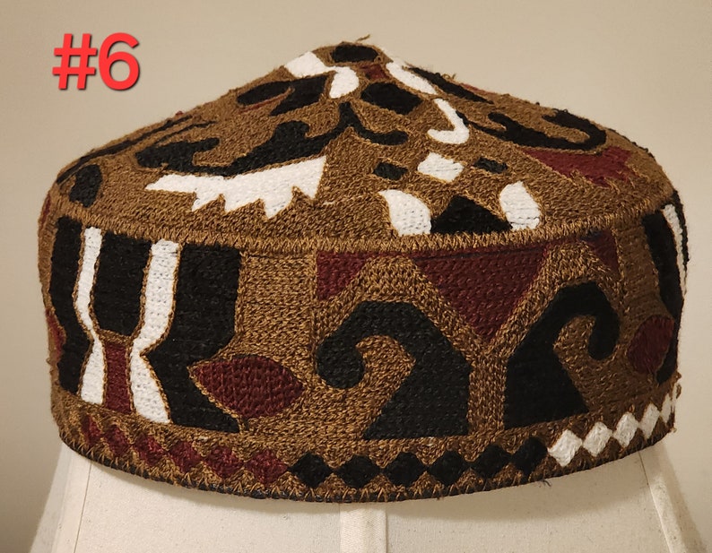 Embroidered Round Cap, Traditional Folk Design (large, 23-23.5 Inches ...