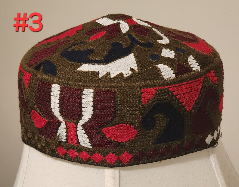 Embroidered Round Cap, Traditional Folk Design (large, 23-23.5 Inches ...