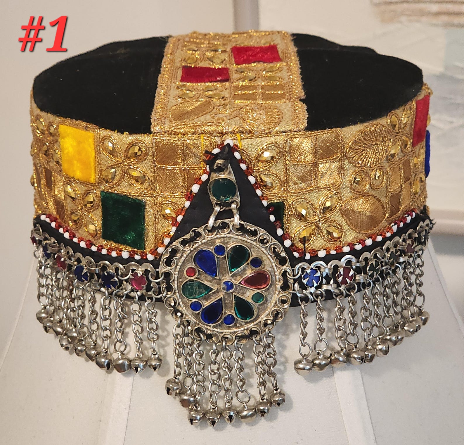 Traditional Afghan Cap With Headpiece Jewelry (22" Round) - Etsy
