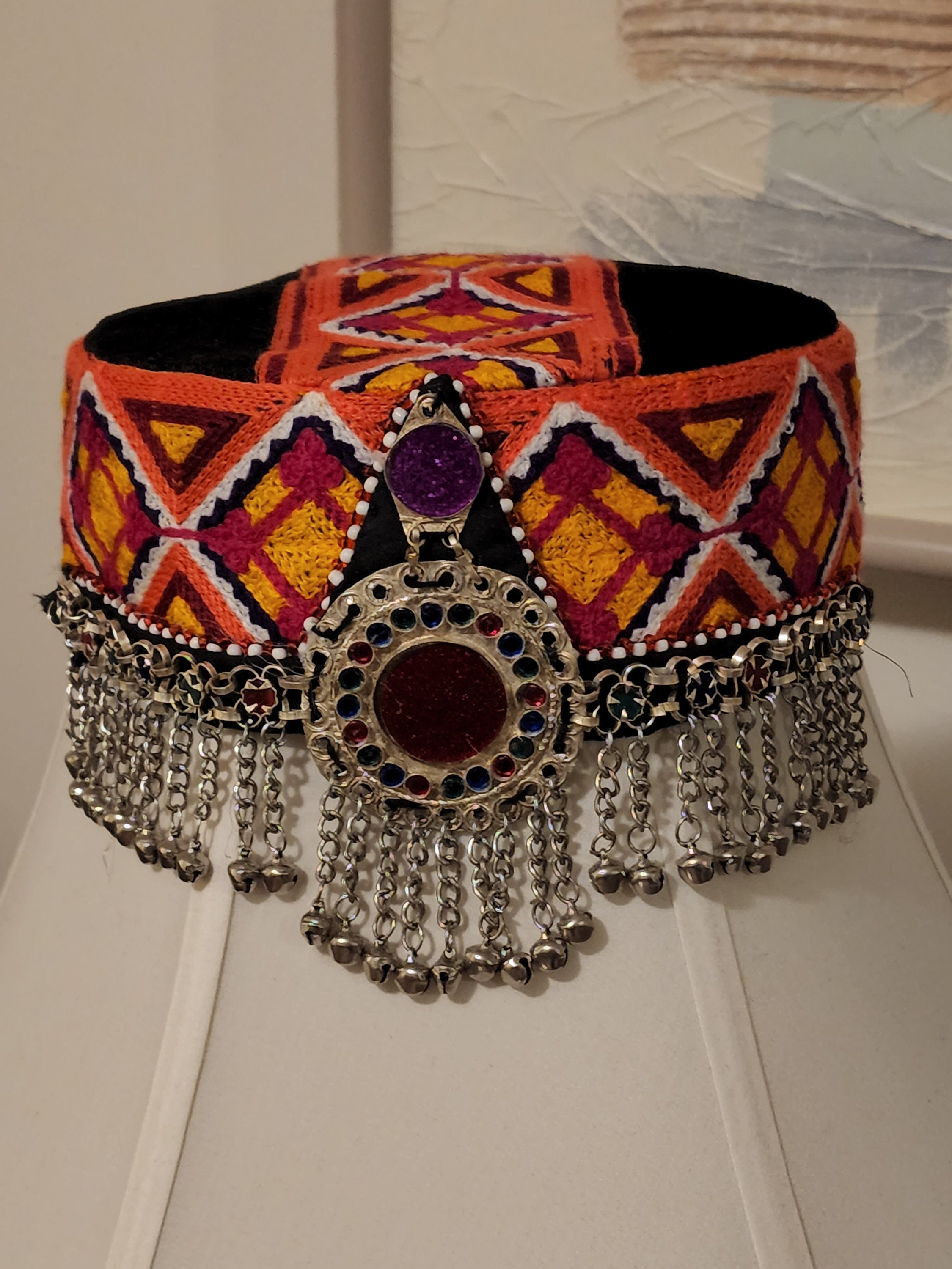 Traditional Embroided Afghan Cap With Headpiece Jewelry. Free Shipping ...