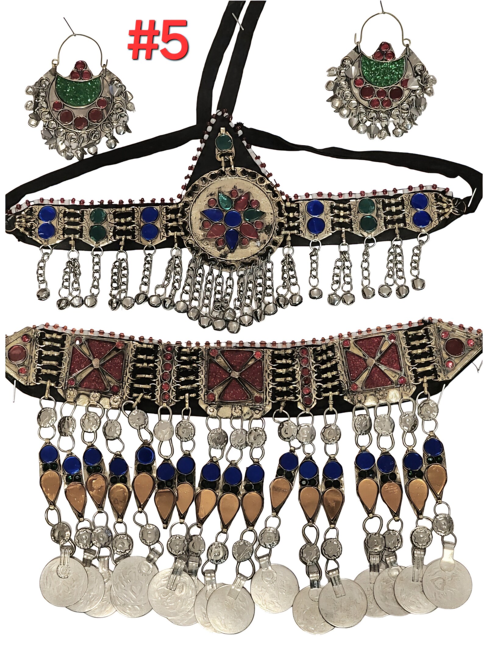 Afghan Traditional Kuchi Jewelry Set Including Necklace, Mathapati ...