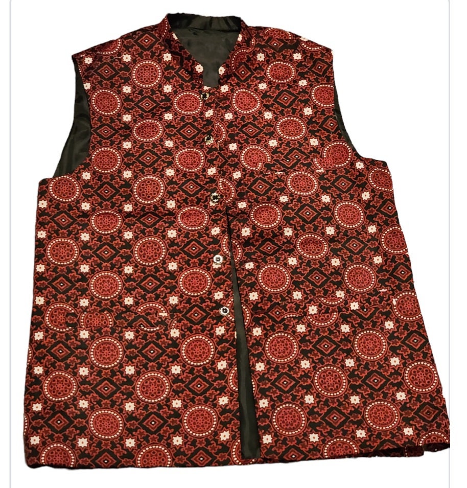 Traditional Sindhi Ajrak Printed Waistcoat for Men/boys. Free Shipping ...