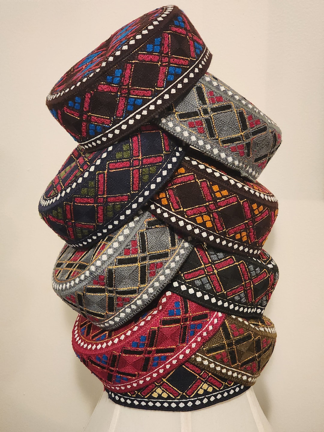 Traditional Woolen Thread Embroided Cap for Men/women. Size 22 & 22.5 ...