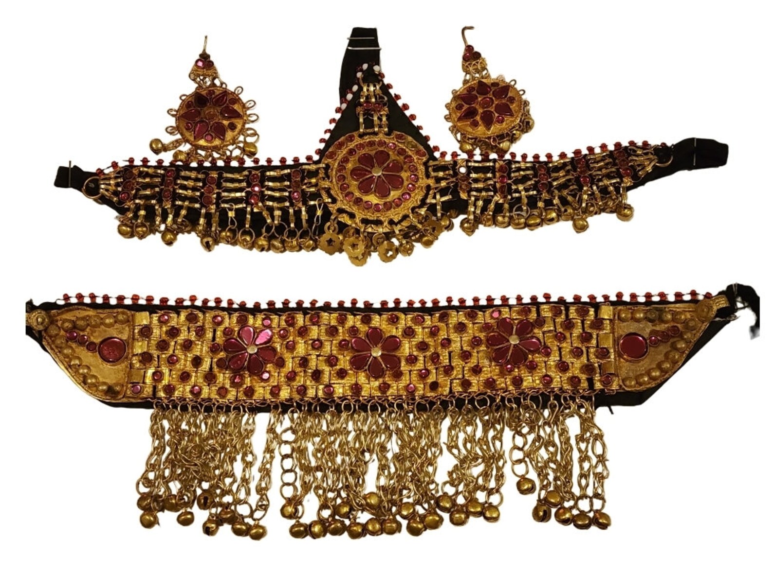 Afghan Kuchi Golden Jewelry Set, Necklace, Mathapati, Earrings - Etsy