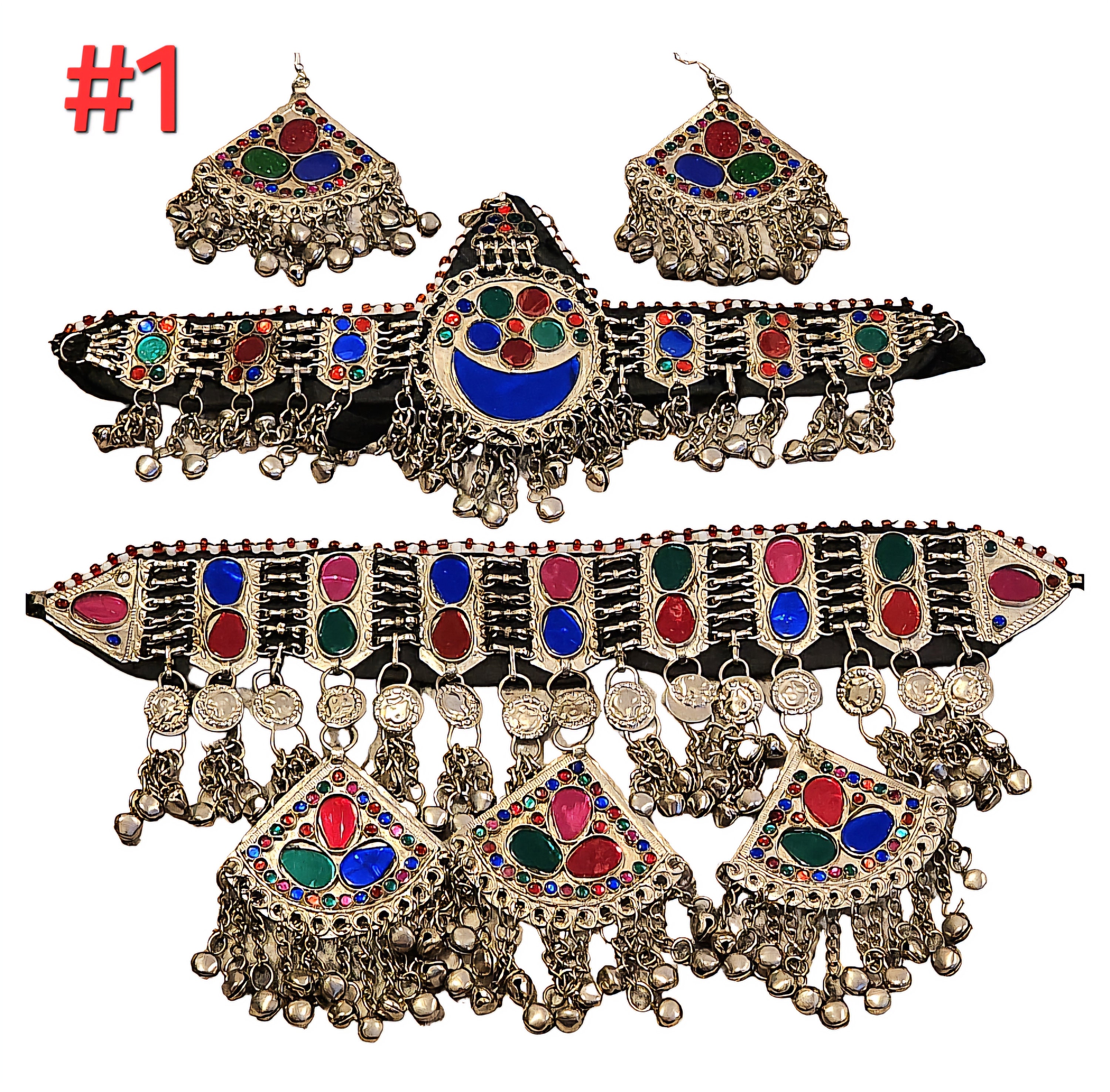 Afghan Kuchi Jewelry Set, Traditional Necklace, Mathapati & Earrings - Etsy