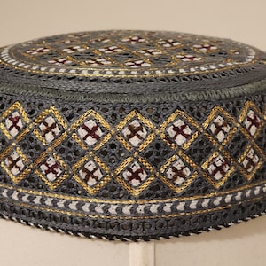 Traditional Embroided Round Cap for Men/women. Size 22 & 22.5 Inches ...