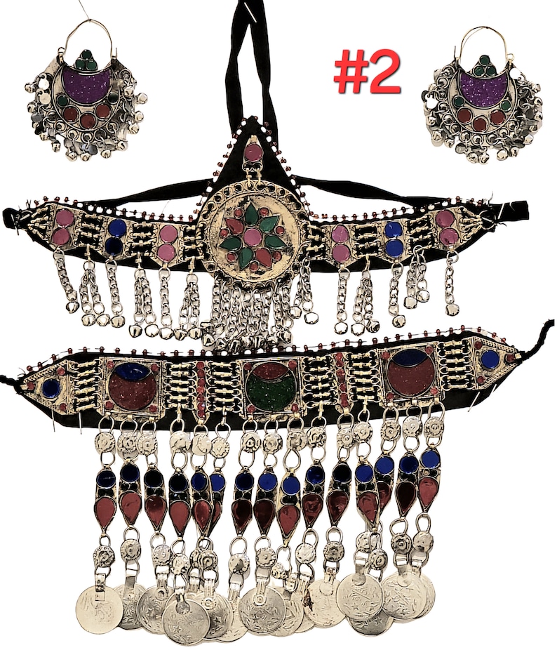 Afghan Kuchi Jewelry Set, Traditional Necklace, Earrings, Mathapati - Etsy