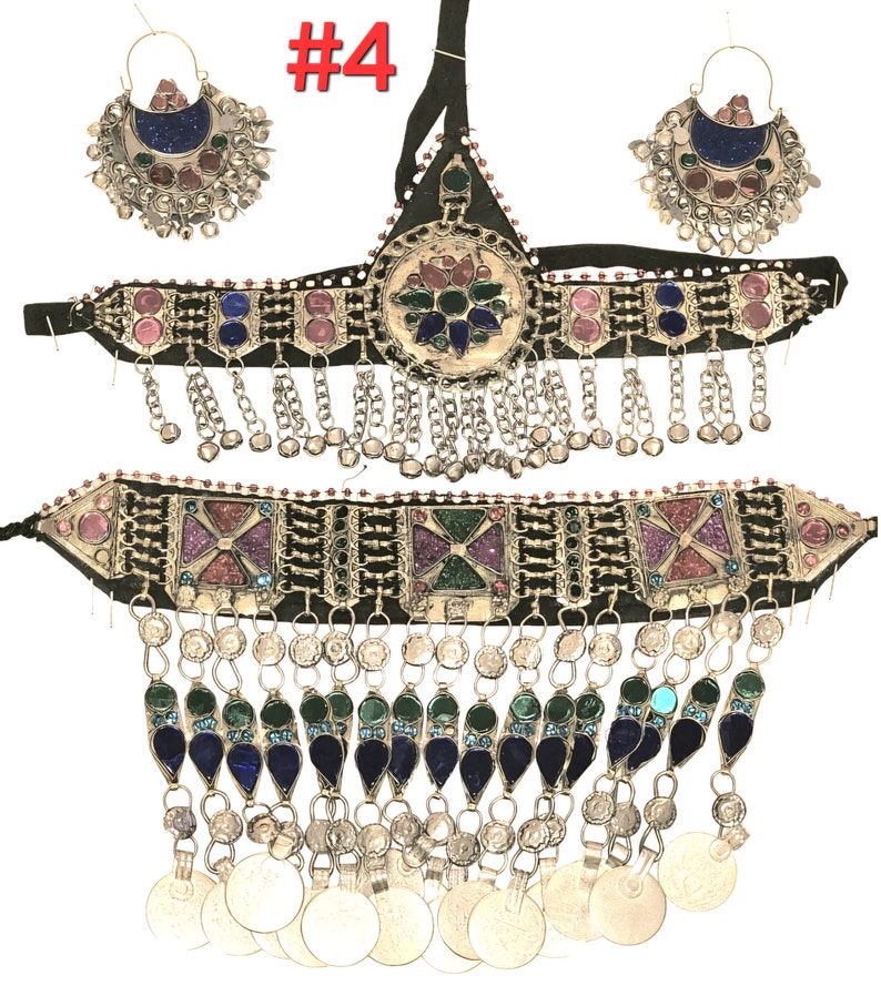 Afghan Kuchi Jewelry Set, Traditional Necklace, Earrings, Mathapati - Etsy
