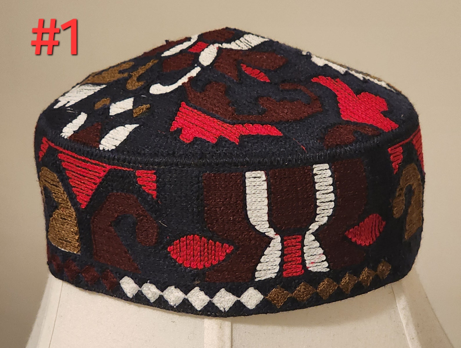Traditional Embroided Round Cap for Men/women. Large Size 23 & 23.5 ...