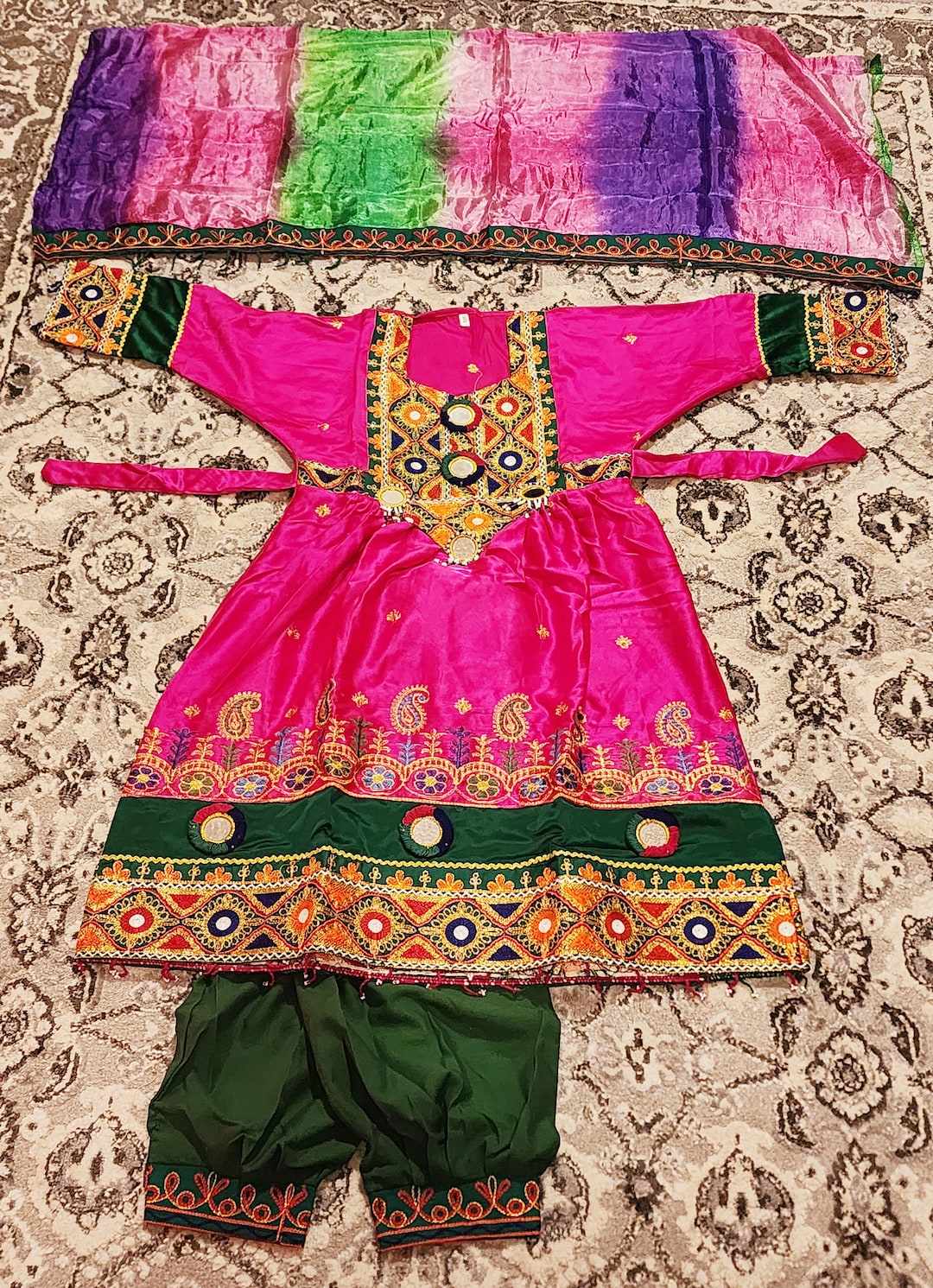 Traditional Embroided Afghan Kuchi Dress Chiffon Fabric Includes Shirt ...