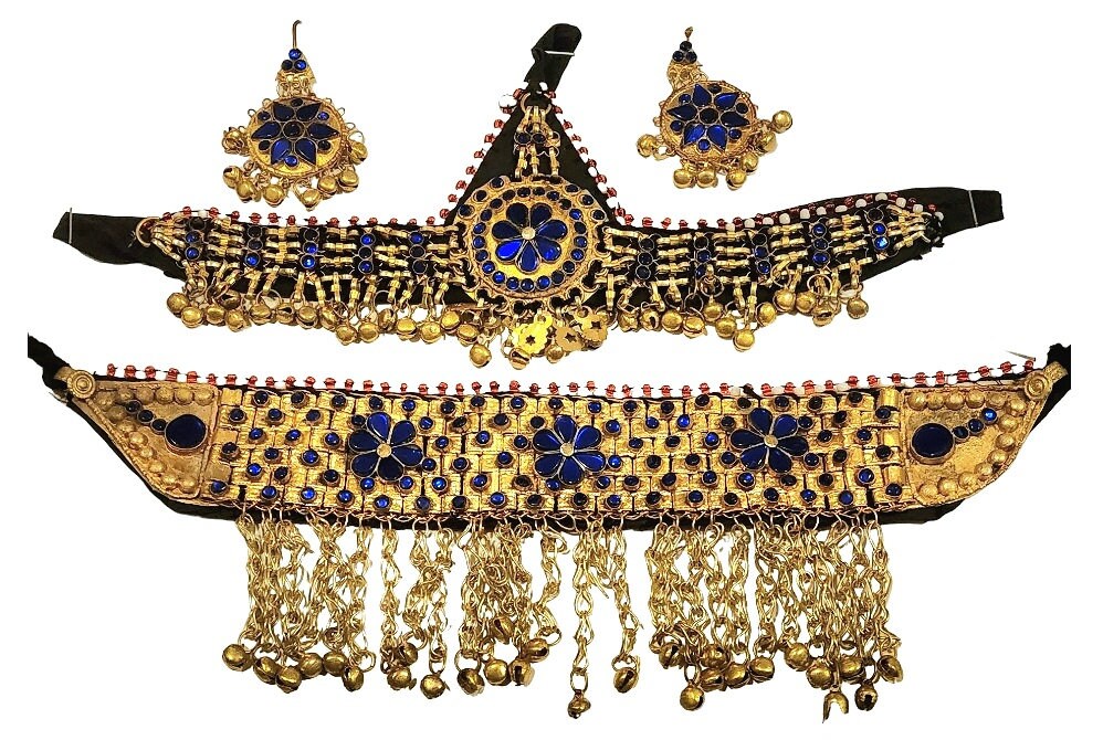 Afghan Kuchi Golden Jewelry Set, Necklace, Mathapati, Earrings - Etsy