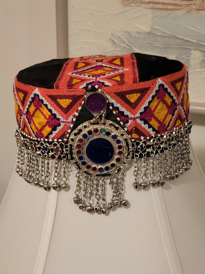 Traditional Embroided Afghan Cap With Headpiece Jewelry. Free Shipping ...