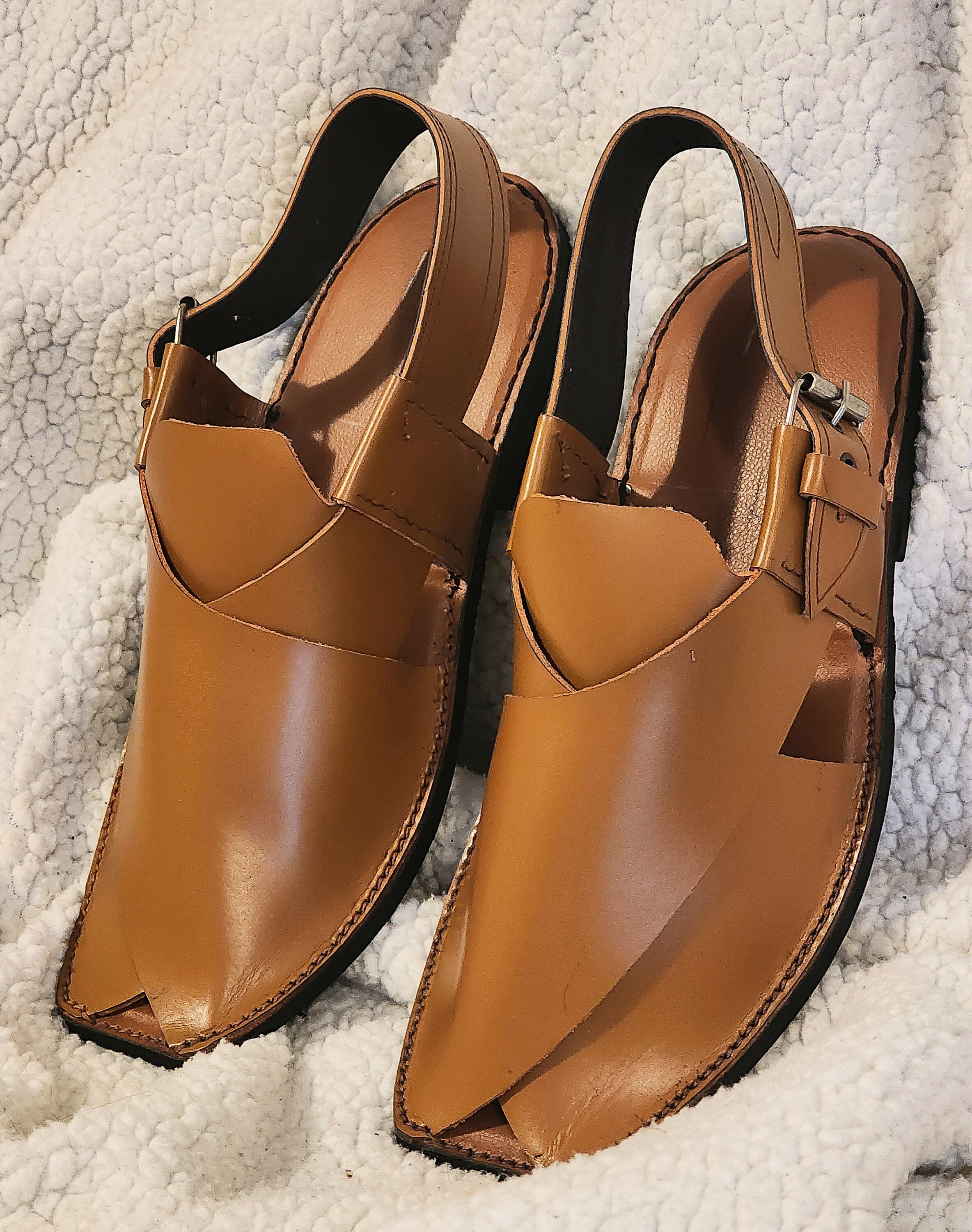 Traditional Handmade Peshawari Leather Thin Sole Chappal for Men. Free ...