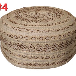 Embroided Round Kufi Cap for Men. Size 20, 21 & 22.5 Inches Round. Free ...