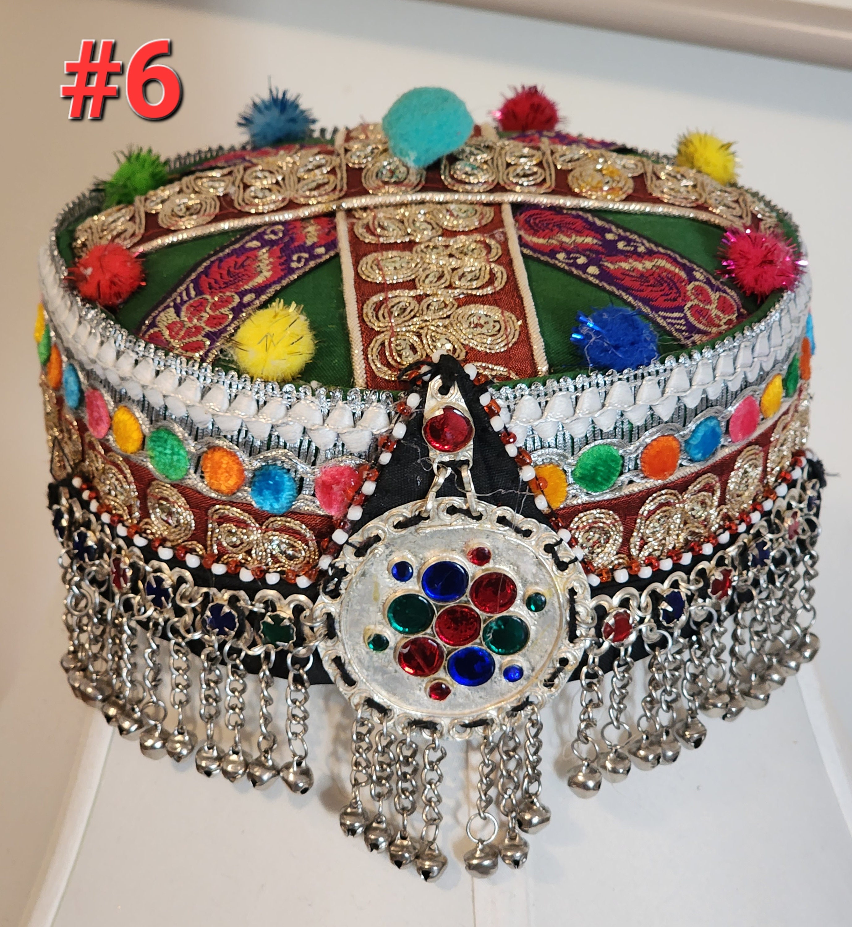 Handmade Traditional Embroided Cap With Afghan Jewelry Headpiece for ...