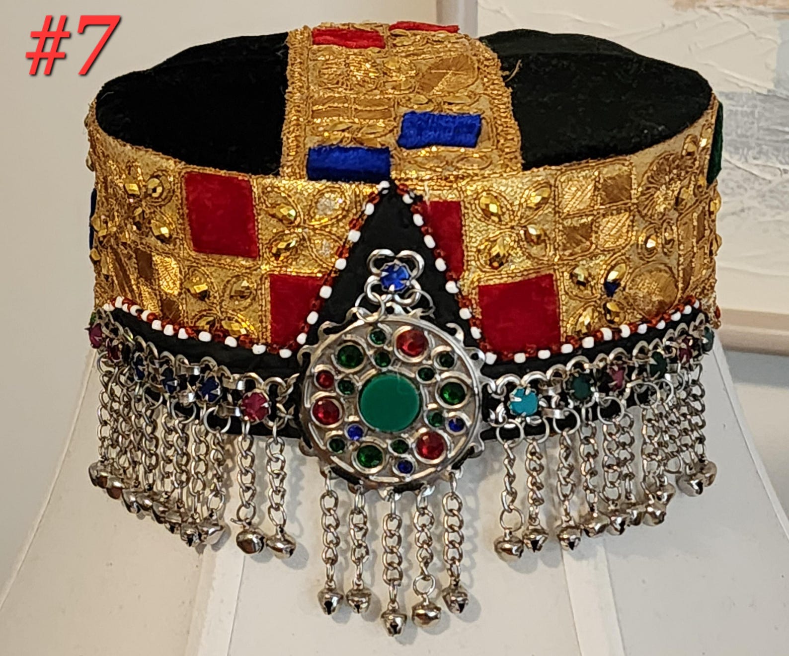 Traditional Afghan Cap With Headpiece Jewelry (22" Round) - Etsy