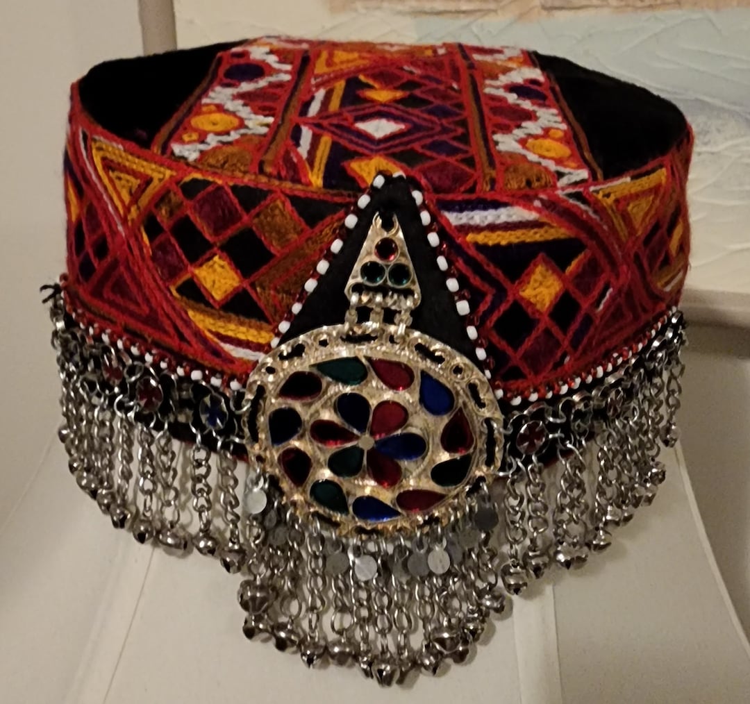 Traditional Embroided Afghan Cap for Women With Afghan Jewelry Matika ...