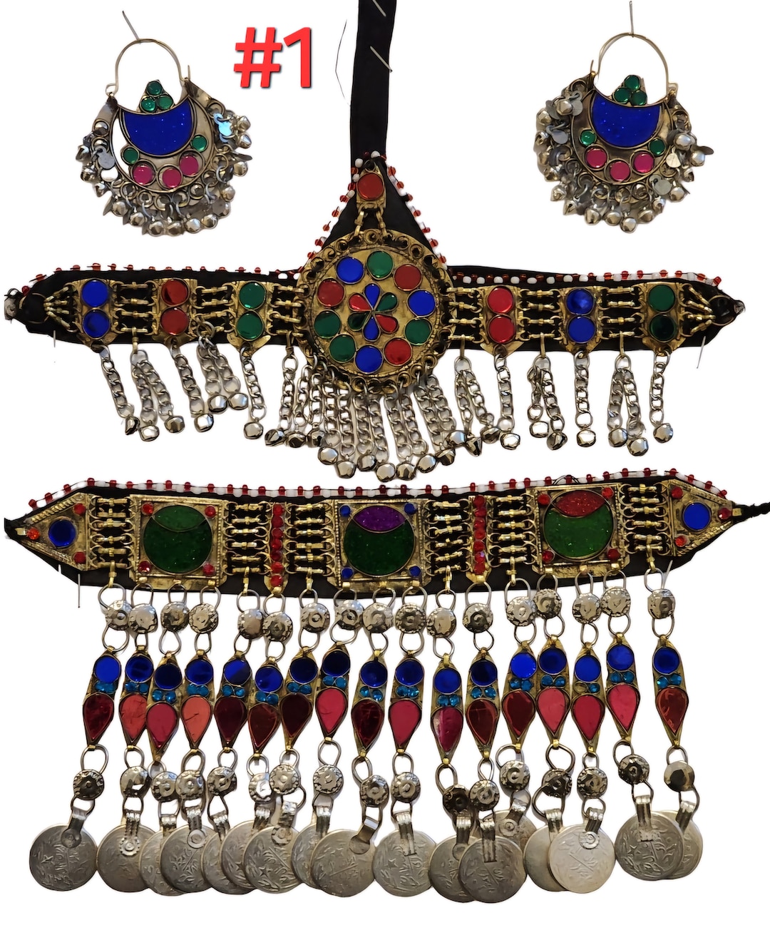 Traditional Afghan Jewelry Set Including Headpiece (matika), Earings ...