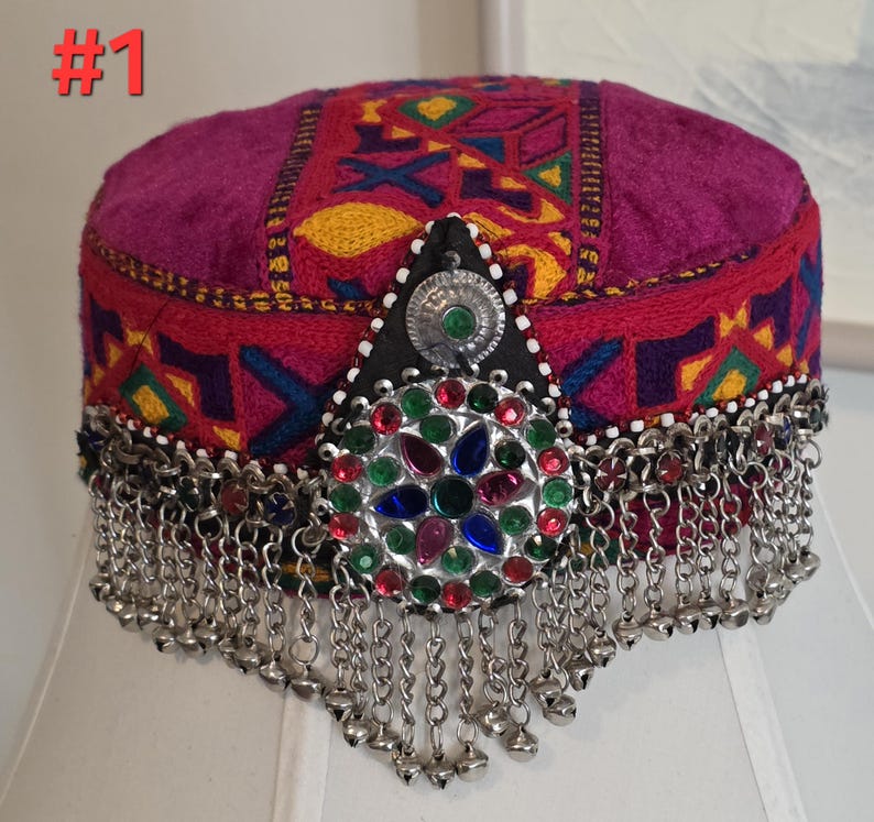 Traditional Embroided Cap With Afghan Headpiece Jewelry for Women. Size ...