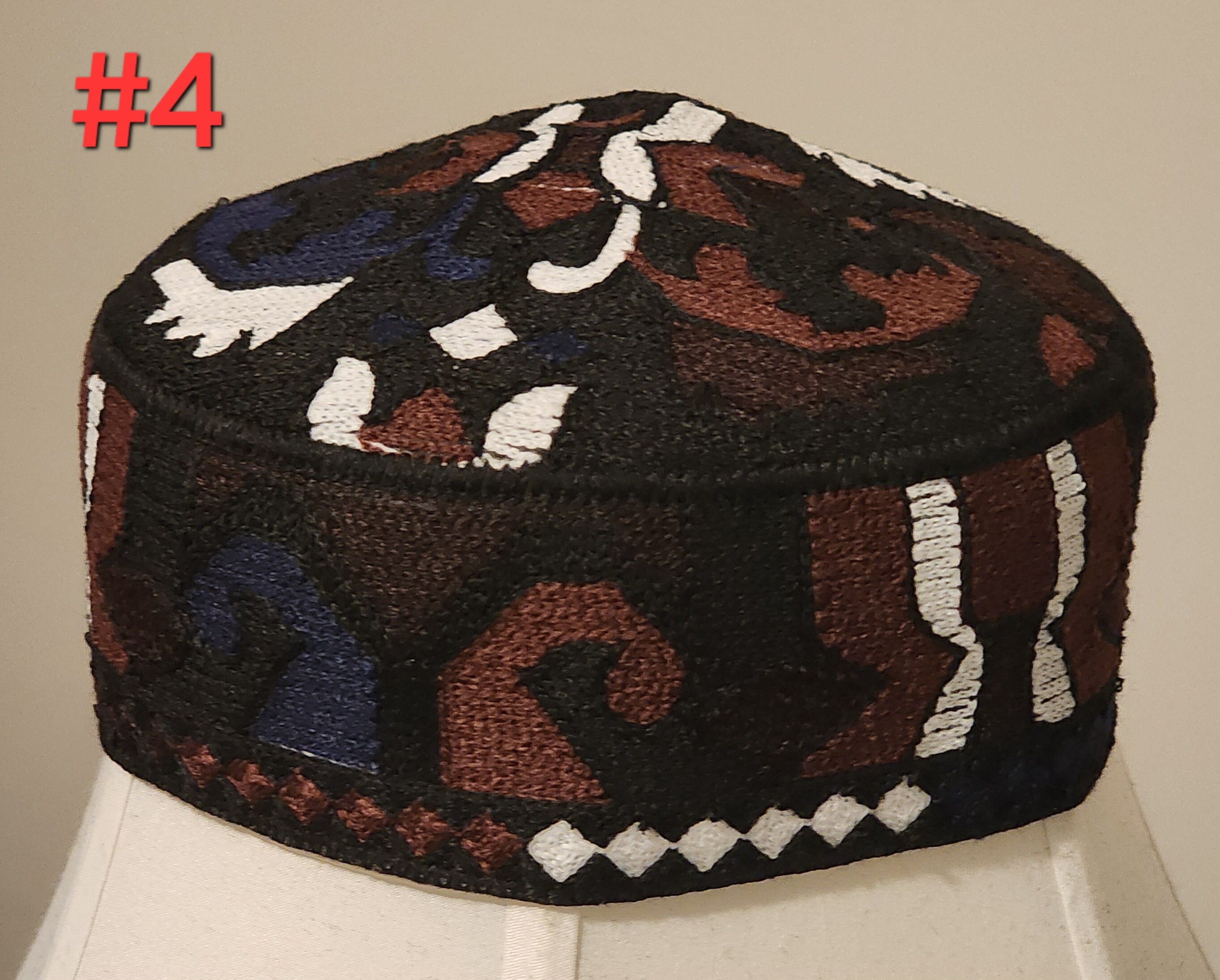 Embroidered Round Cap, Traditional Folk Design (large, 23-23.5 Inches ...